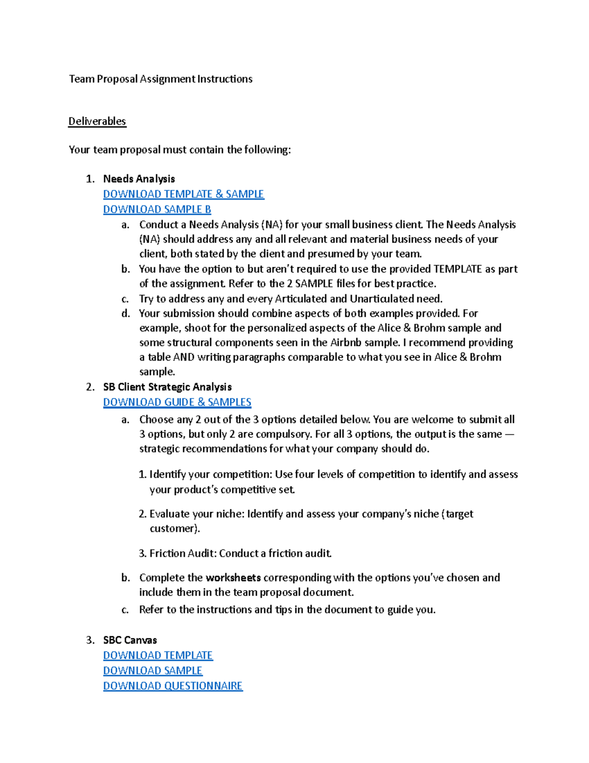 Team Proposal Assignment Instructions - Team Proposal Assignment ...