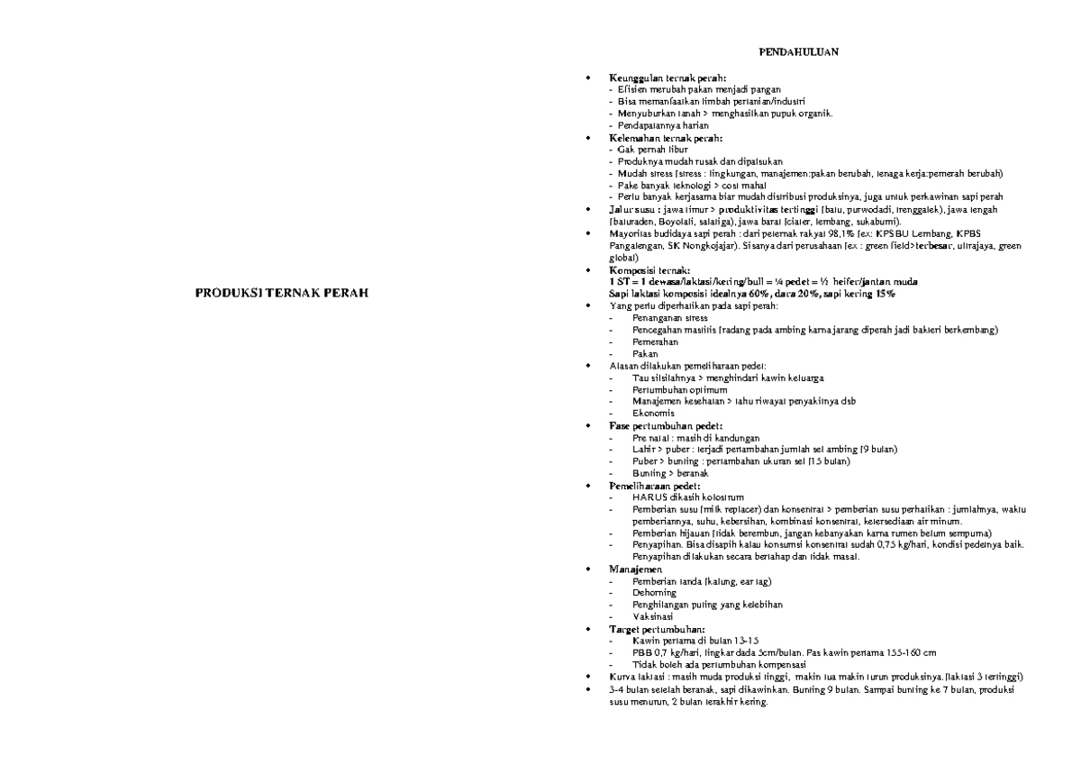 Resume Produksi Ternak Perah (PTP) - PRODUKSI TERNAK PERAH PENDAHULUAN ...
