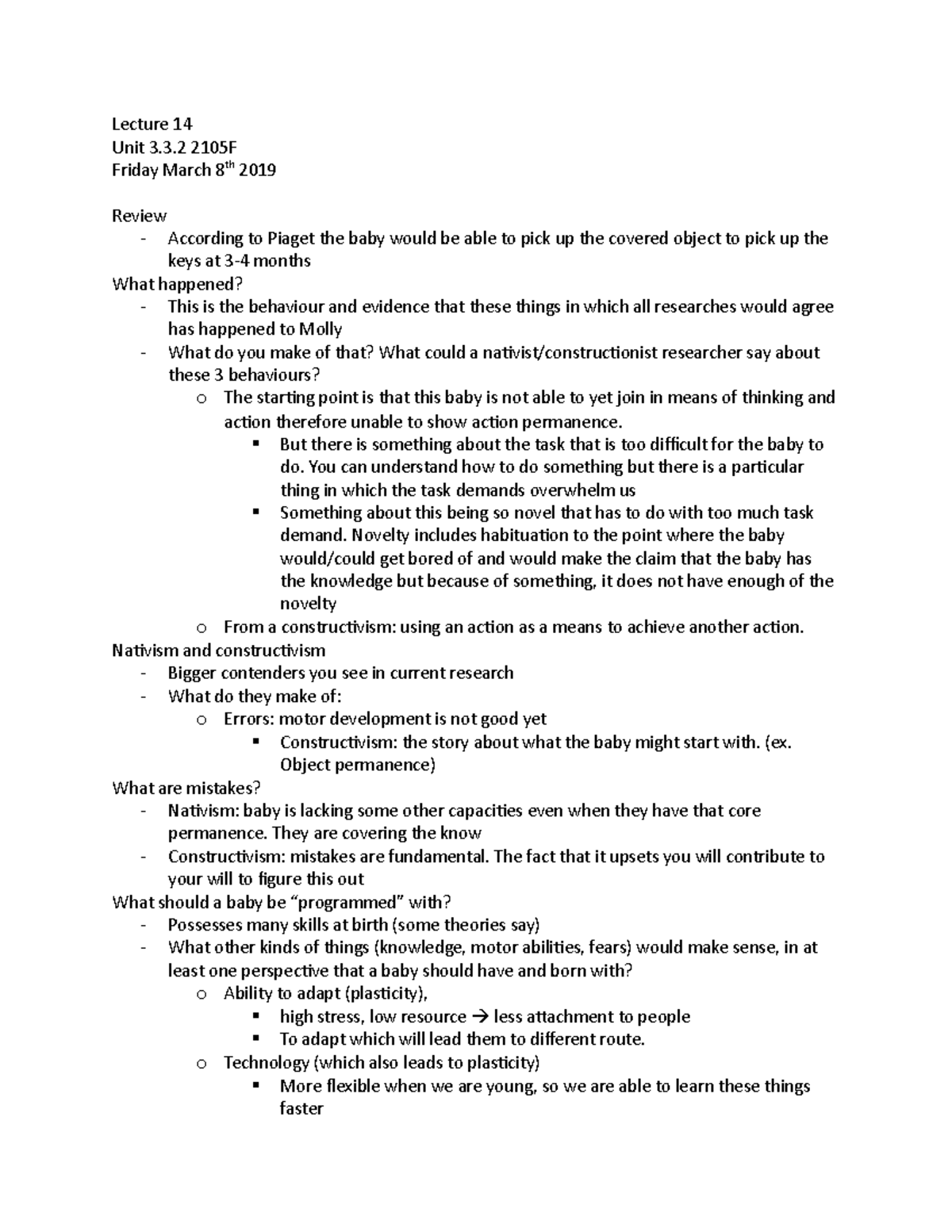 Lecture 14 Stuart Hammond - Lecture 14 Unit 3.3 2105F Friday March 8th ...