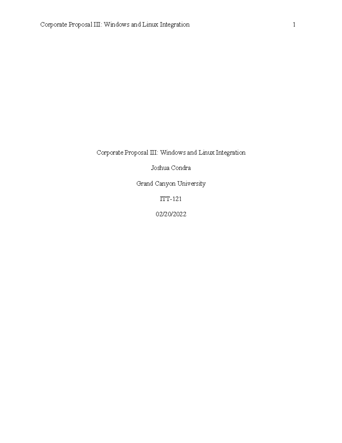 ITT-121-Joshua Condra-Corporate Proposal III-Windows and Linux ...