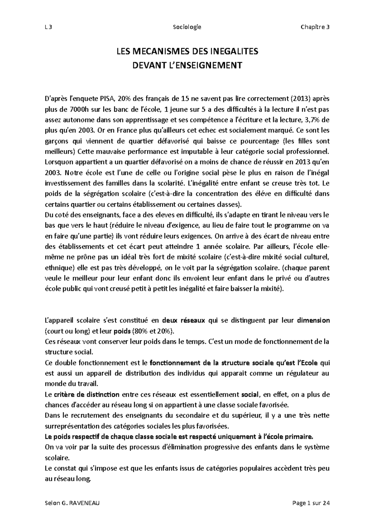 CM socio corrigé - Notes de cours et remise au propre - L3 Sociologie ...