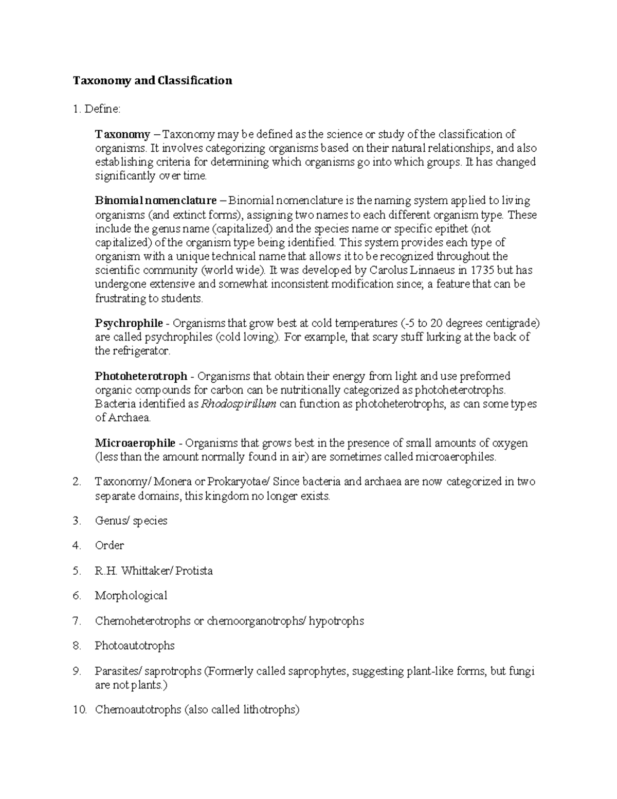 5 tax and class - Taxonomy and Classification Define: Taxonomy ...