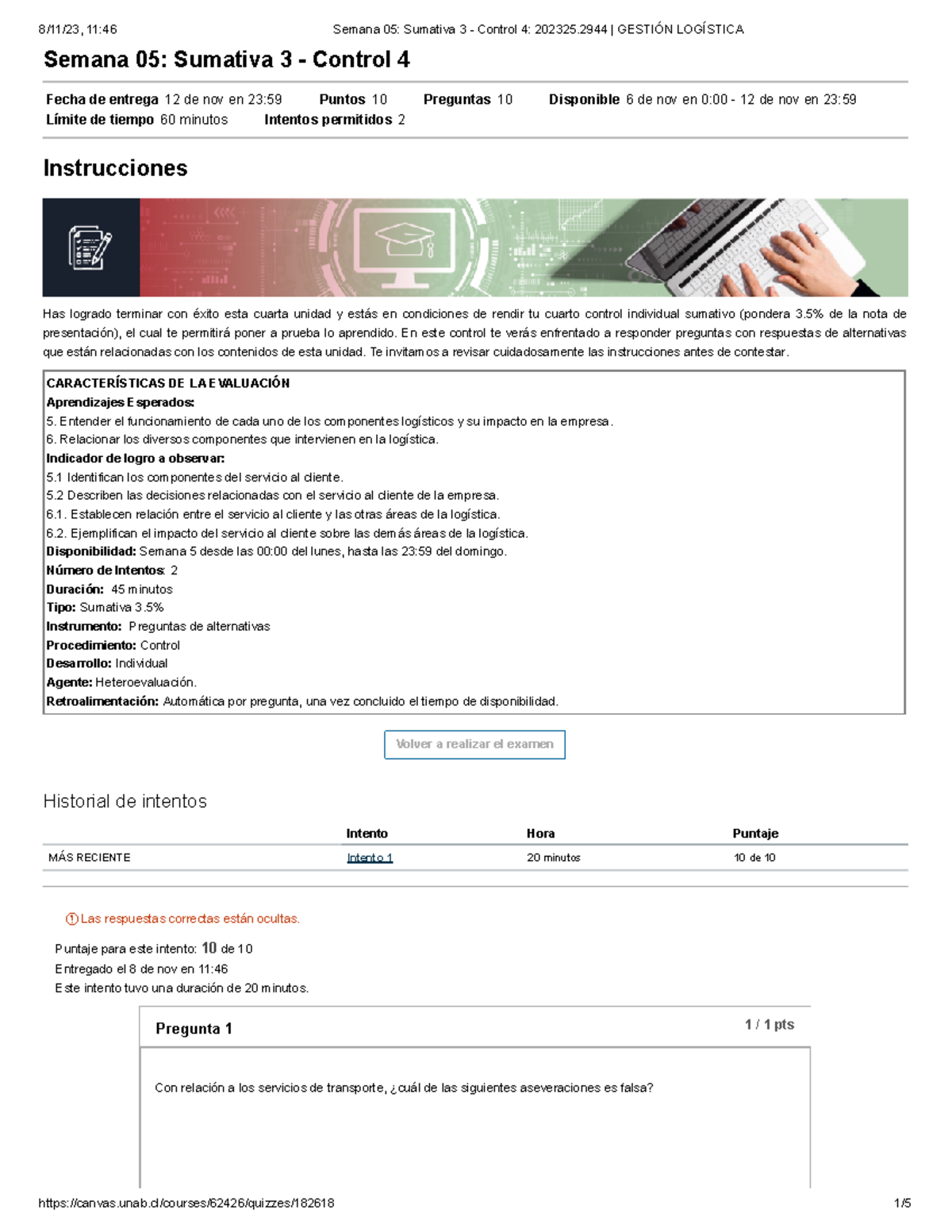 Semana 05 Sumativa 3 - Control 4 202325.2944 Gestión Logística - Semana 05: Sumativa 3 - Control ...