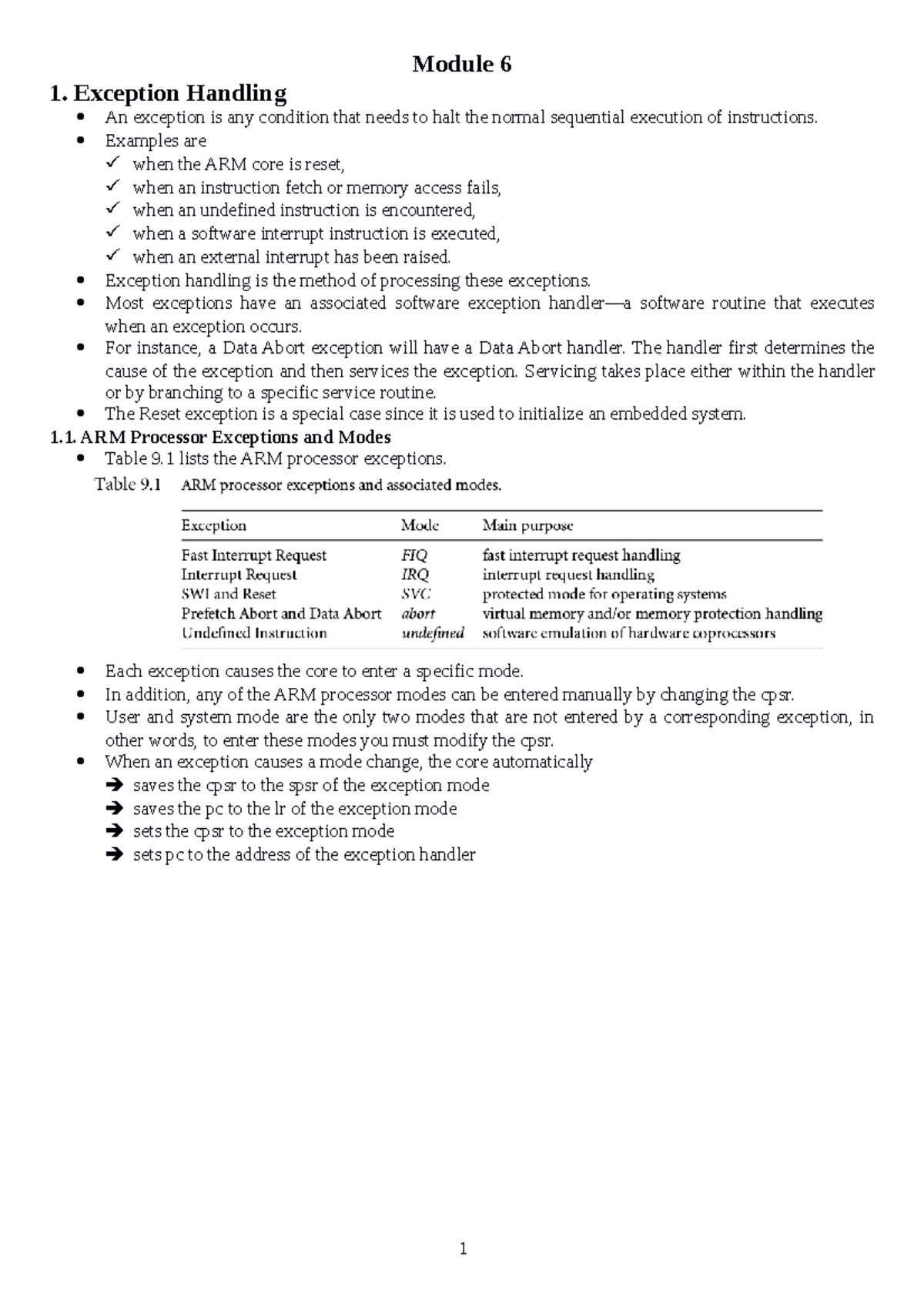 Module 6 - Note for preparation exam - Module 6 1. Exception Handling ...