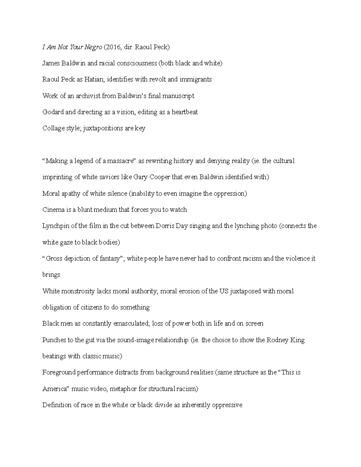 Week 5 - Lecture notes 5 - I Am Not Your Negro (2016, dir. Raoul Peck ...