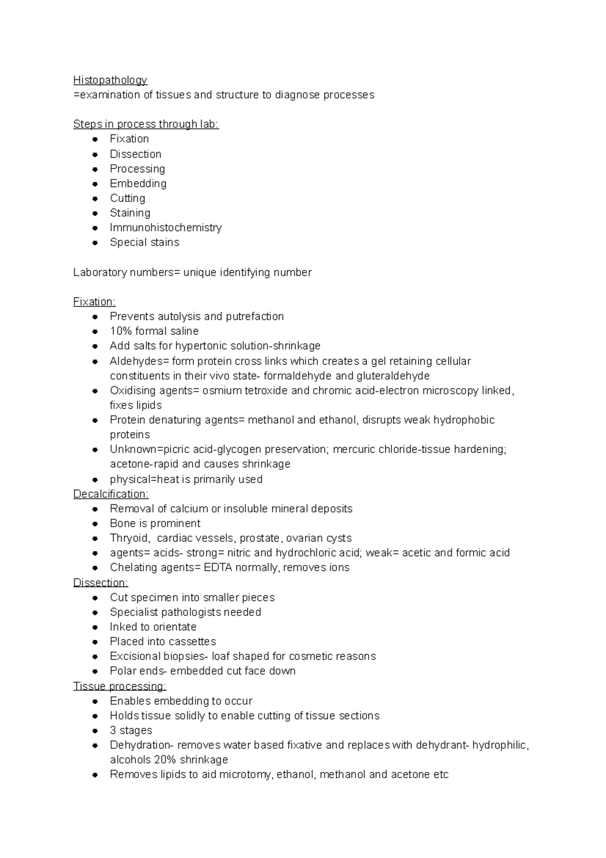 Wk1 pp2 cell path - lecture notes - Histopathology =examination of ...