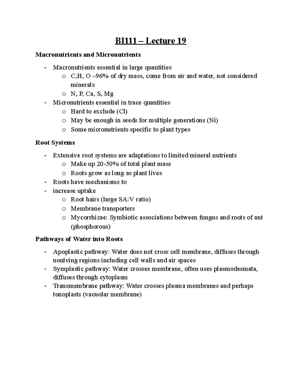 Lecture 19 - Dr. Tristan Long - BI111 – Lecture 19 Macronutrients and ...