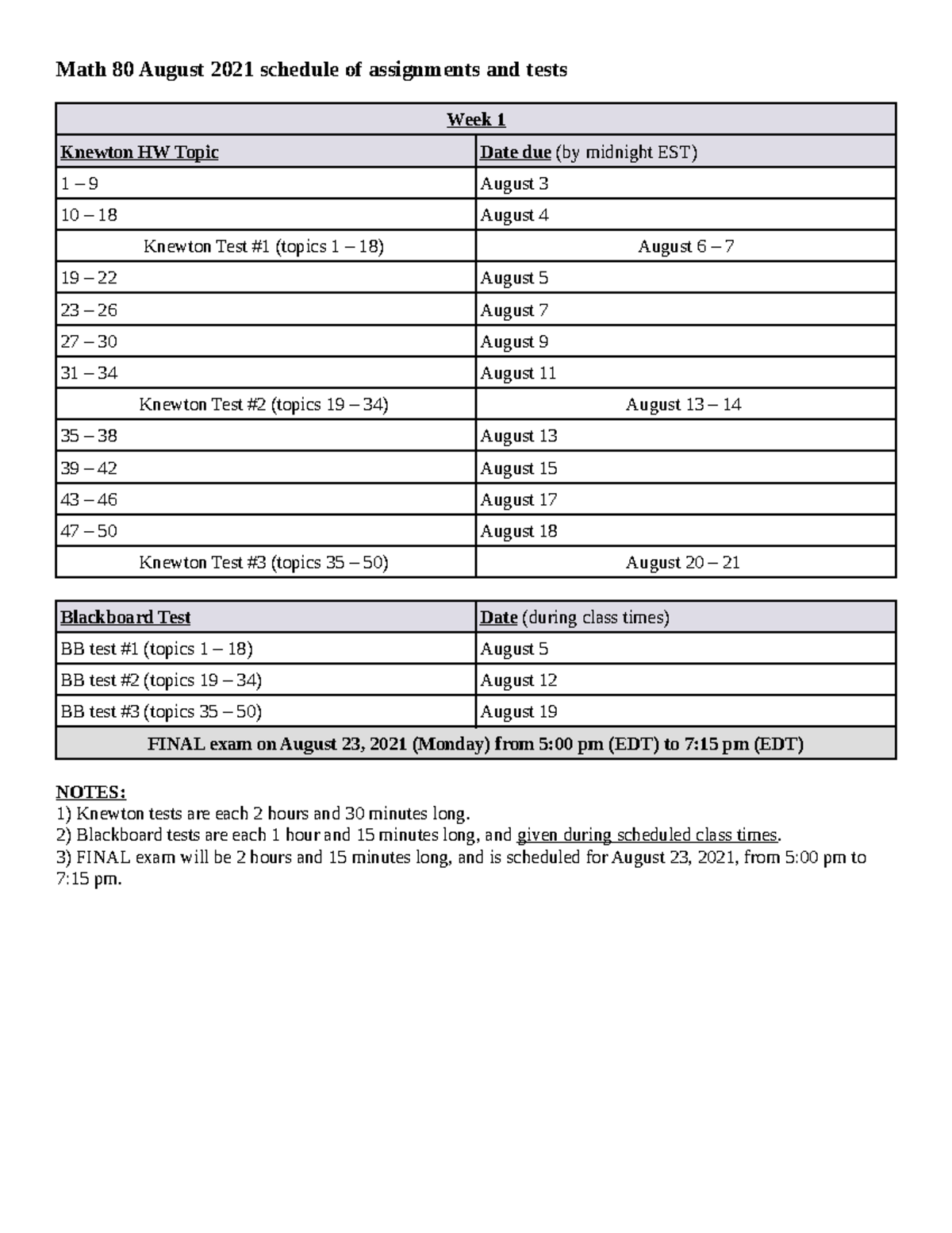Math80 Aug21 schedule revised - Math 80 August 2021 schedule of ...