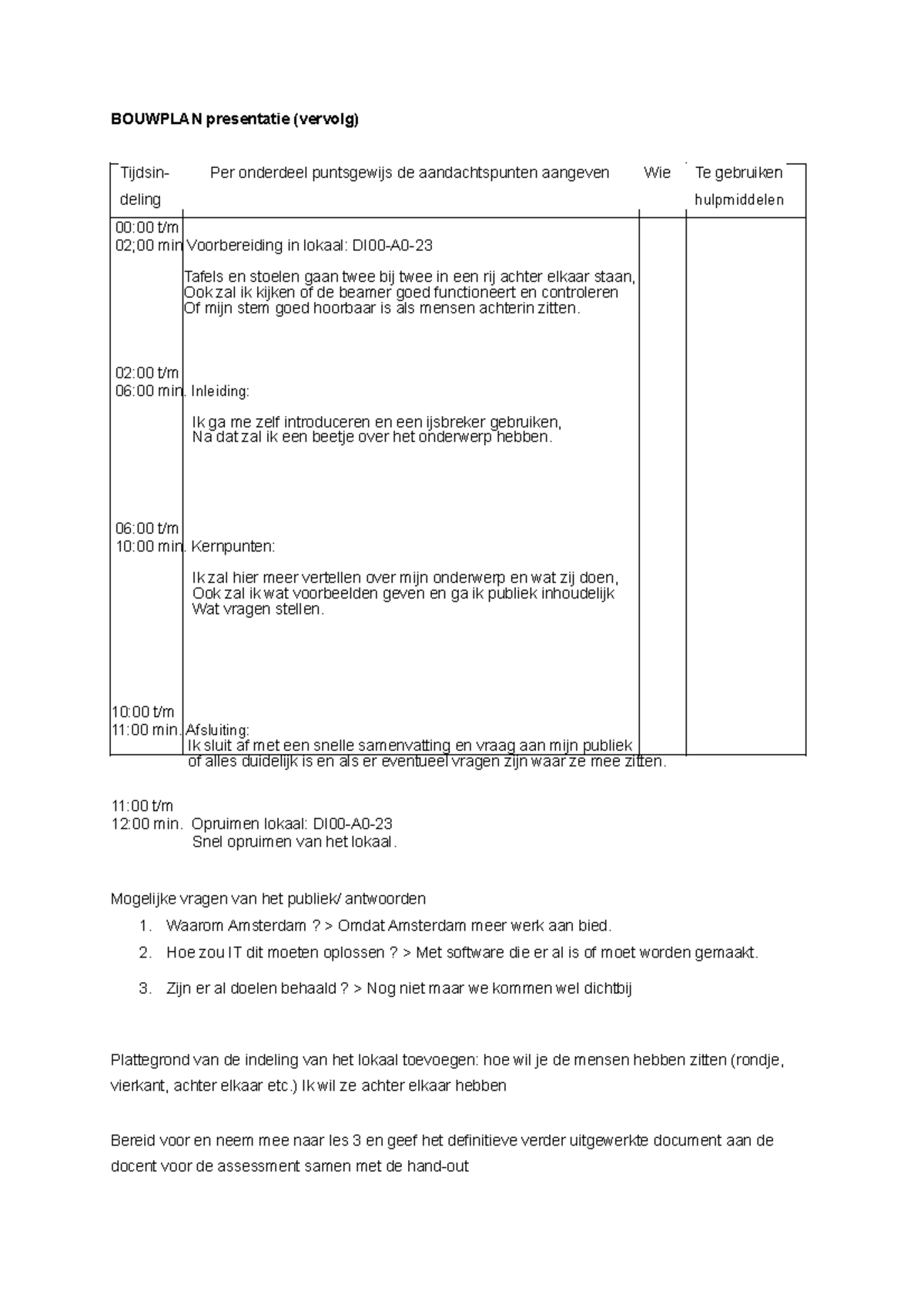 Bouwplan presentatie - presenter voor een klas - BOUWPLAN presentatie ...