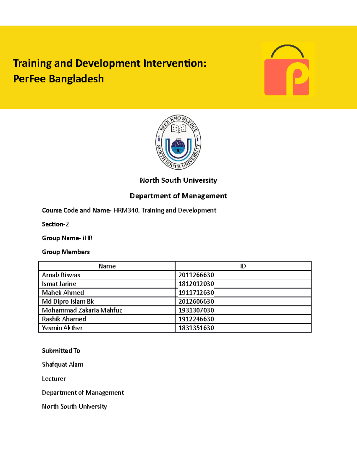 HRM-340 - asdas - North South University Department of Management ...