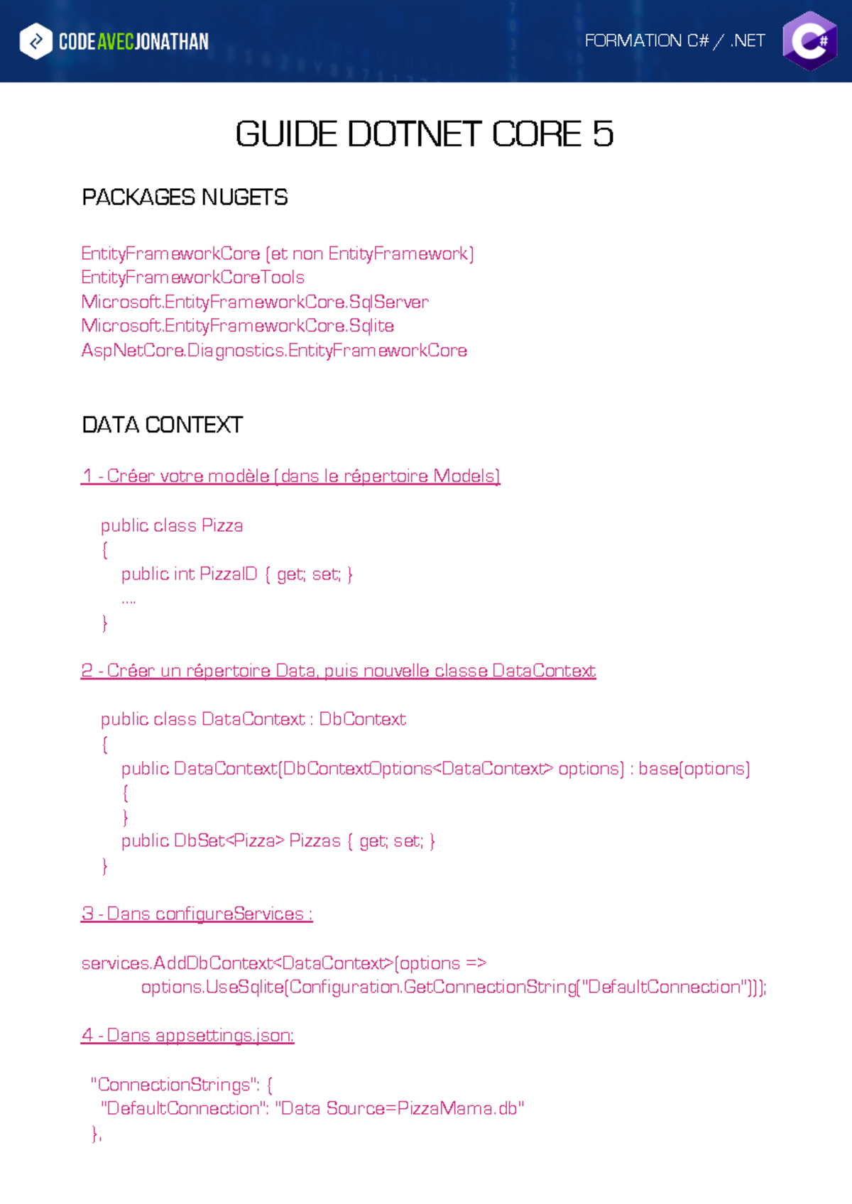 Guide dotnet core 5 - tuto for dot net core - GUIDE DOTNET CORE 5 PACKAGES NUGETS - Studocu