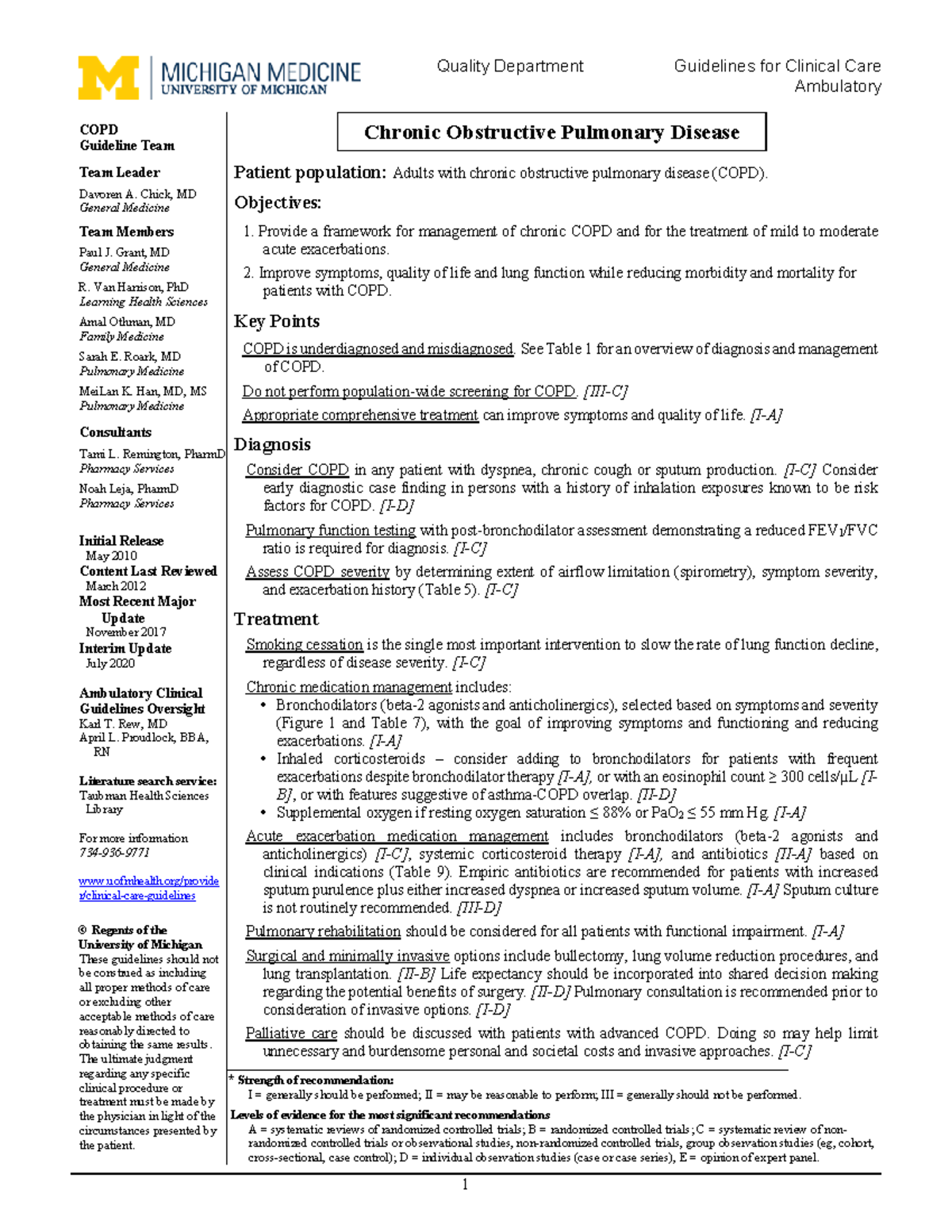 Copd - Chronic obtrusive pulmonary disease - 1 COPD Guideline Team Team ...