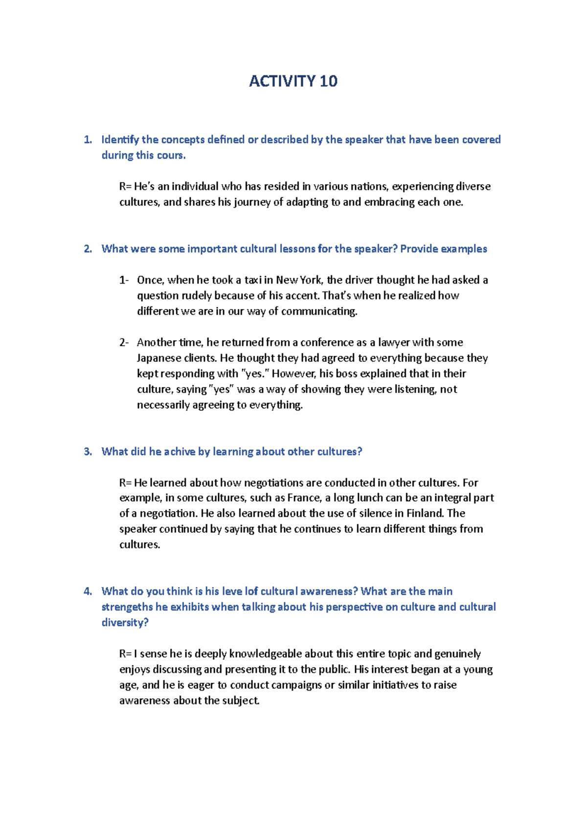 Activity 10 - actividad de ingles 10 - ACTIVITY 10 Identify the ...