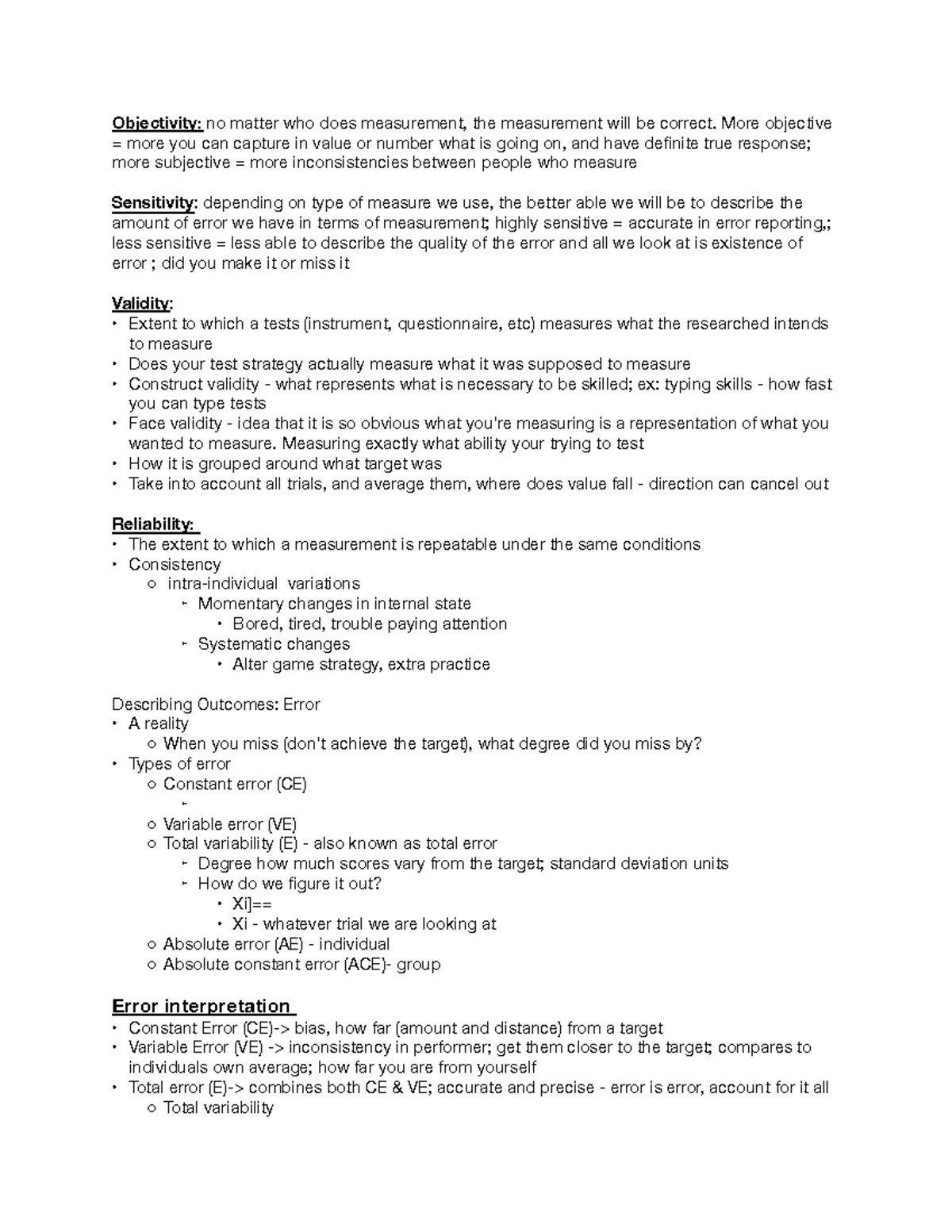 Objectivity, Validity, and Reliability - Objectivity: no matter who ...