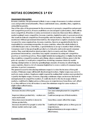 Global eco y10 - Resumen economics igcse y10 - Goods: things that are ...