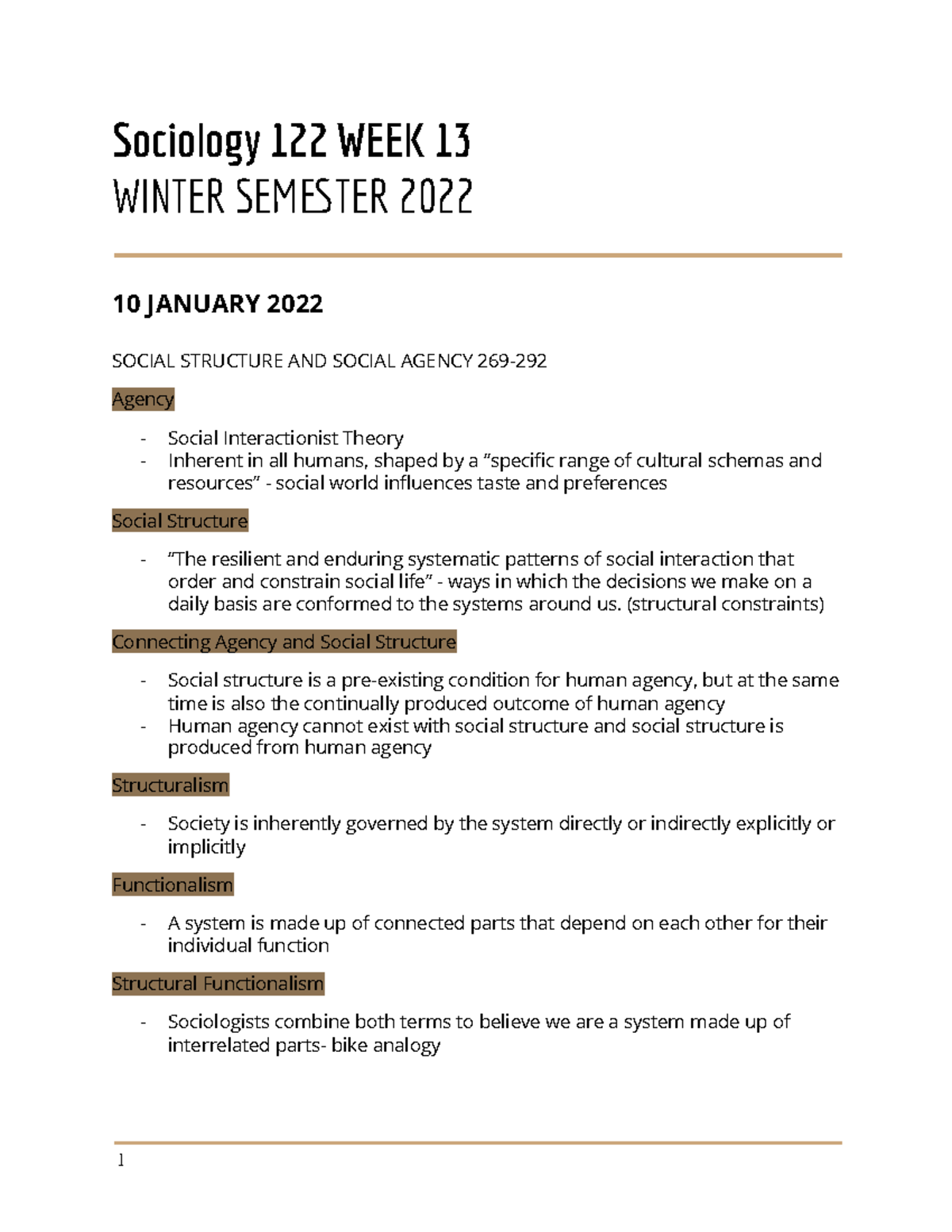 SOCY Week 13 Notes - Sociology 122 WEEK 13 WINTER SEMTER 2022 10 ...