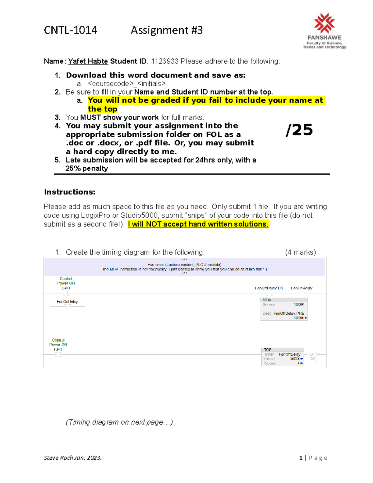 CNTL-1014-23W YH (1) - fggdgfd - Name: Yafet Habte Student ID: 1123933 ...