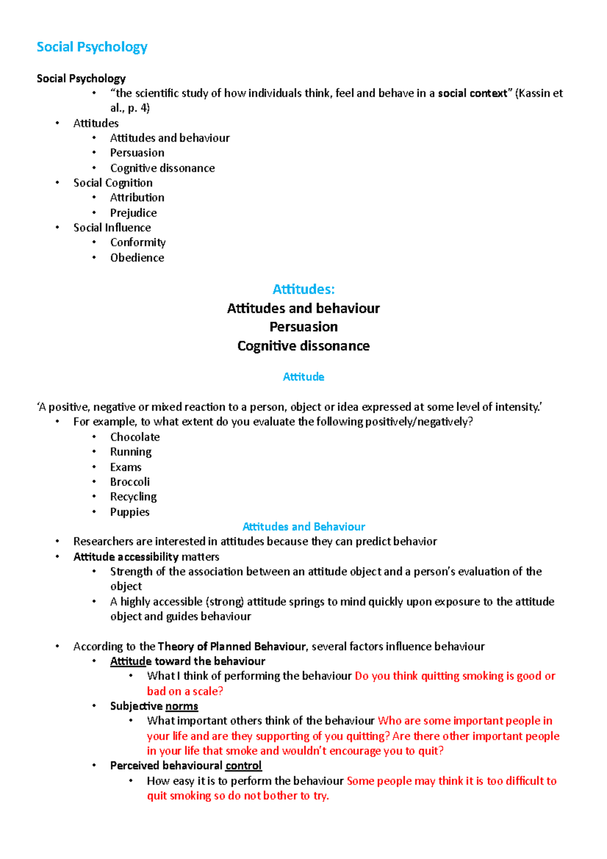 6. Social Psychology - Lecture notes 6 - Social Psychology Social ...