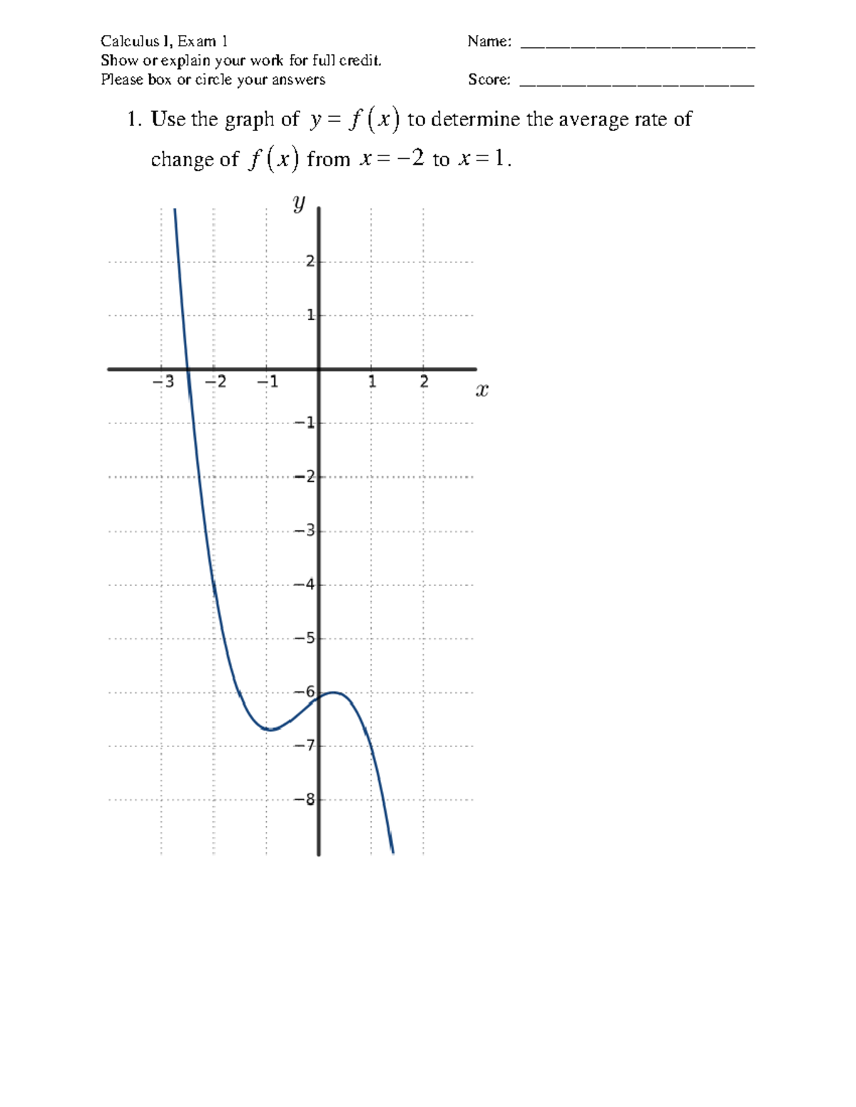 SP21 Exam 1 Form 1 HCC Math 181 spring 2021-1 - Show or explain your ...