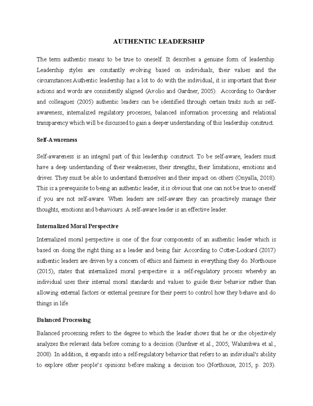 6 - Summary Organisational Behaviour - AUTHENTIC LEADERSHIP The term ...