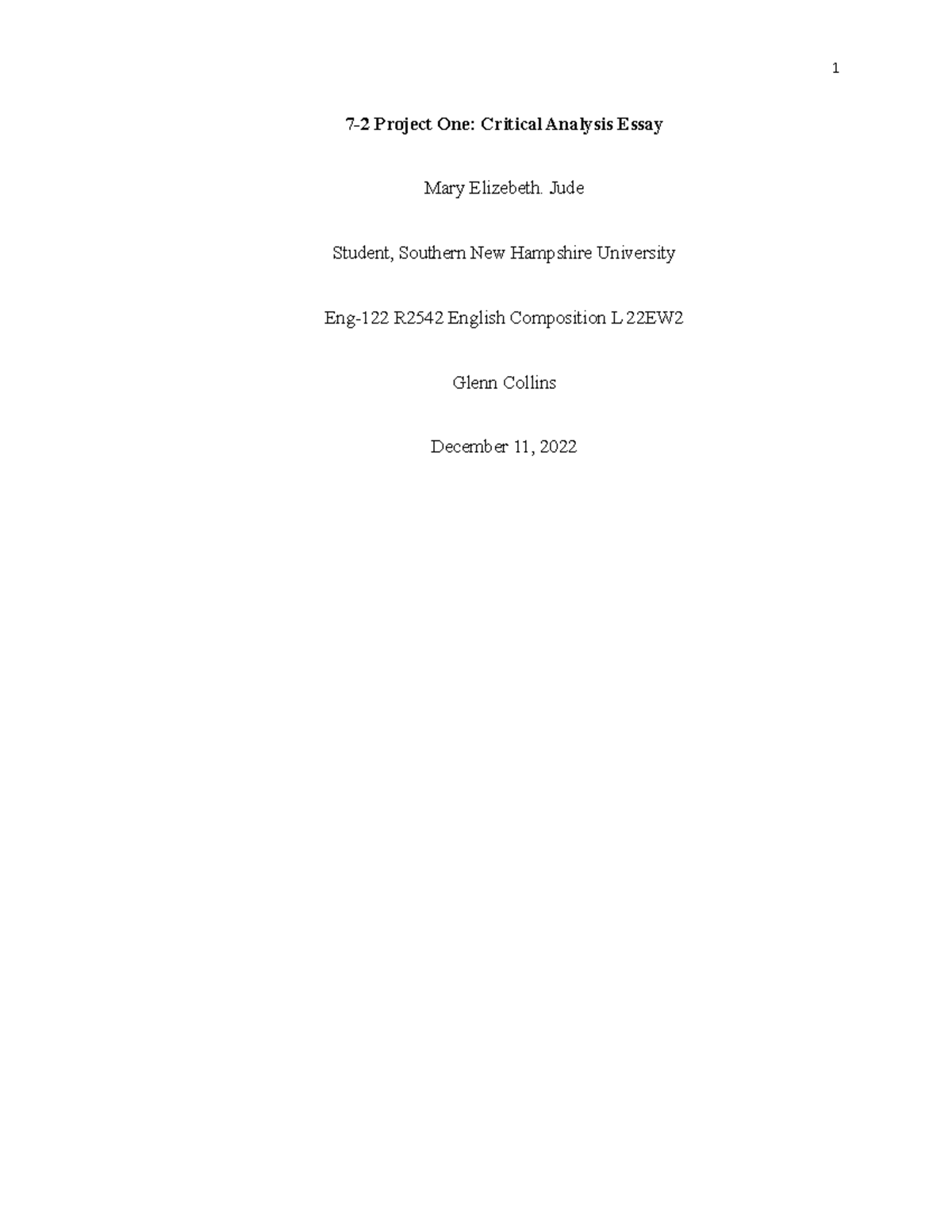 7 Project One Critical Analysis Essay - 7-2 Project One: Critical ...