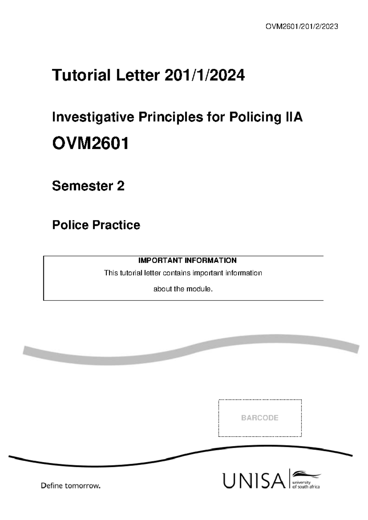 OVM2601 TL 201 2024 2 B - Assignment feedback - OVM2601/ 201 / 2 / 2023 ...