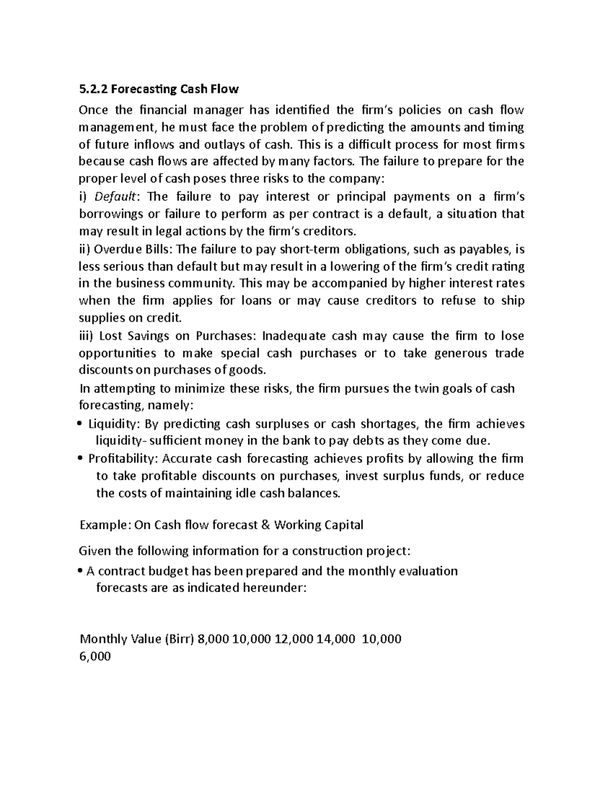 5.2.2 Forecasting Cash Flow Lecture Notes - 5.2 Forecasting Cash Flow ...