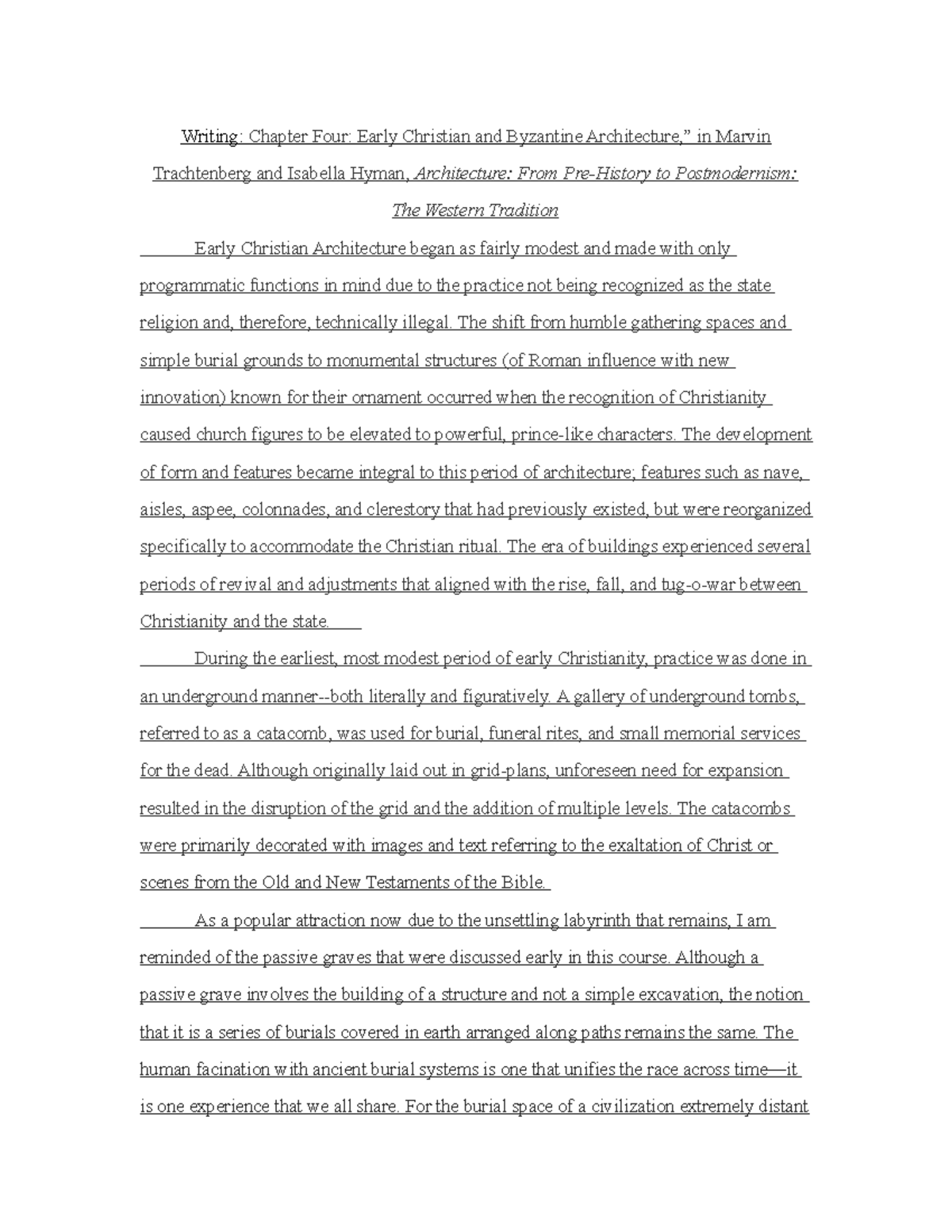 Seminar Assignments - Essay 'Early Christian And Byzantine Architecture ...