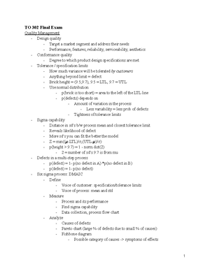 TO midterm 1 - TO 302 Midterm 1 Process Analysis - Operations - Making ...
