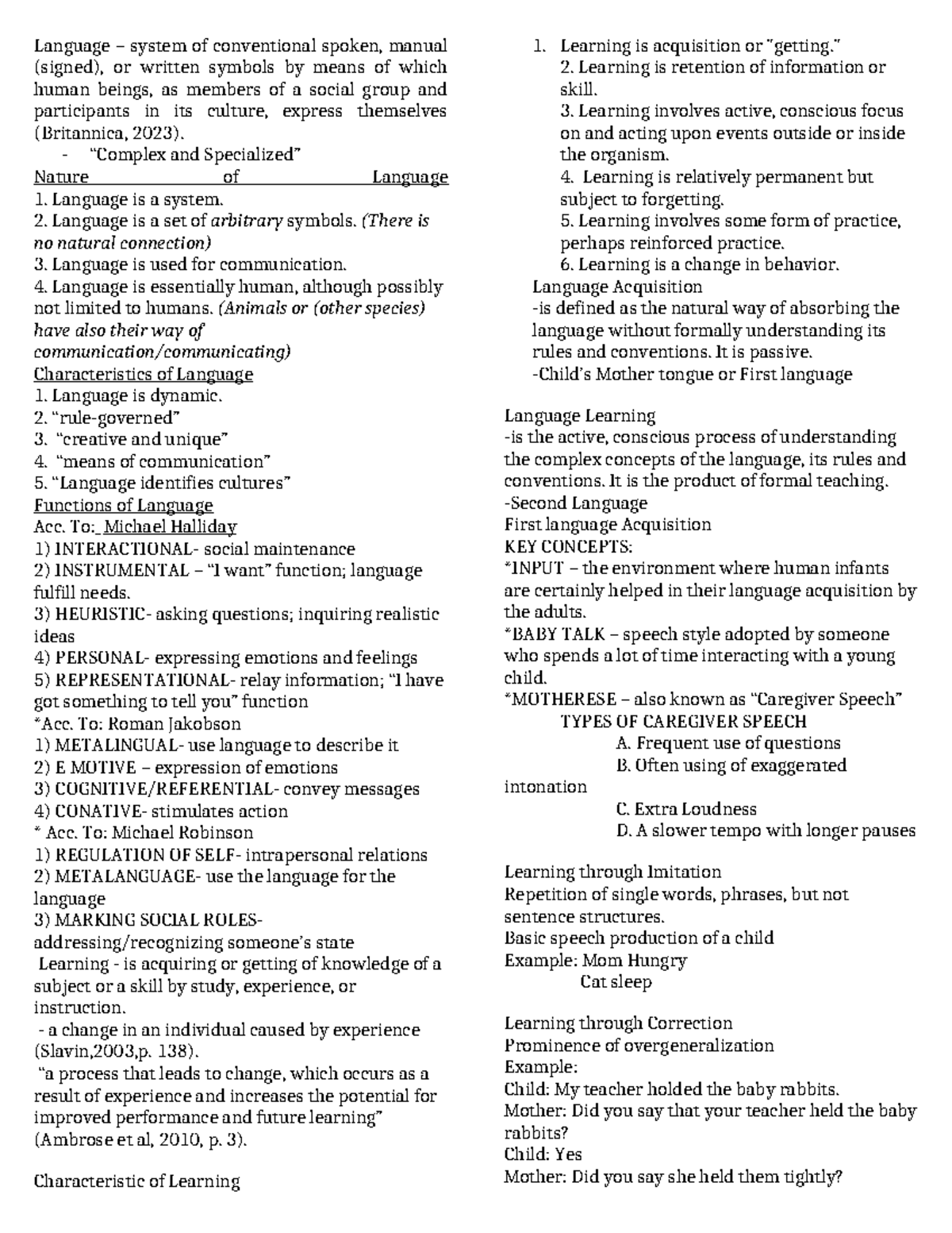 EL 103 Lec - LECTURES FOR EXAMINATIONS - Language – system of ...