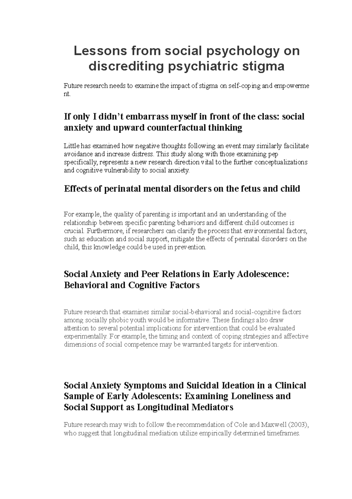 Lessons from social psychology on discrediting psychiatric stigma ...