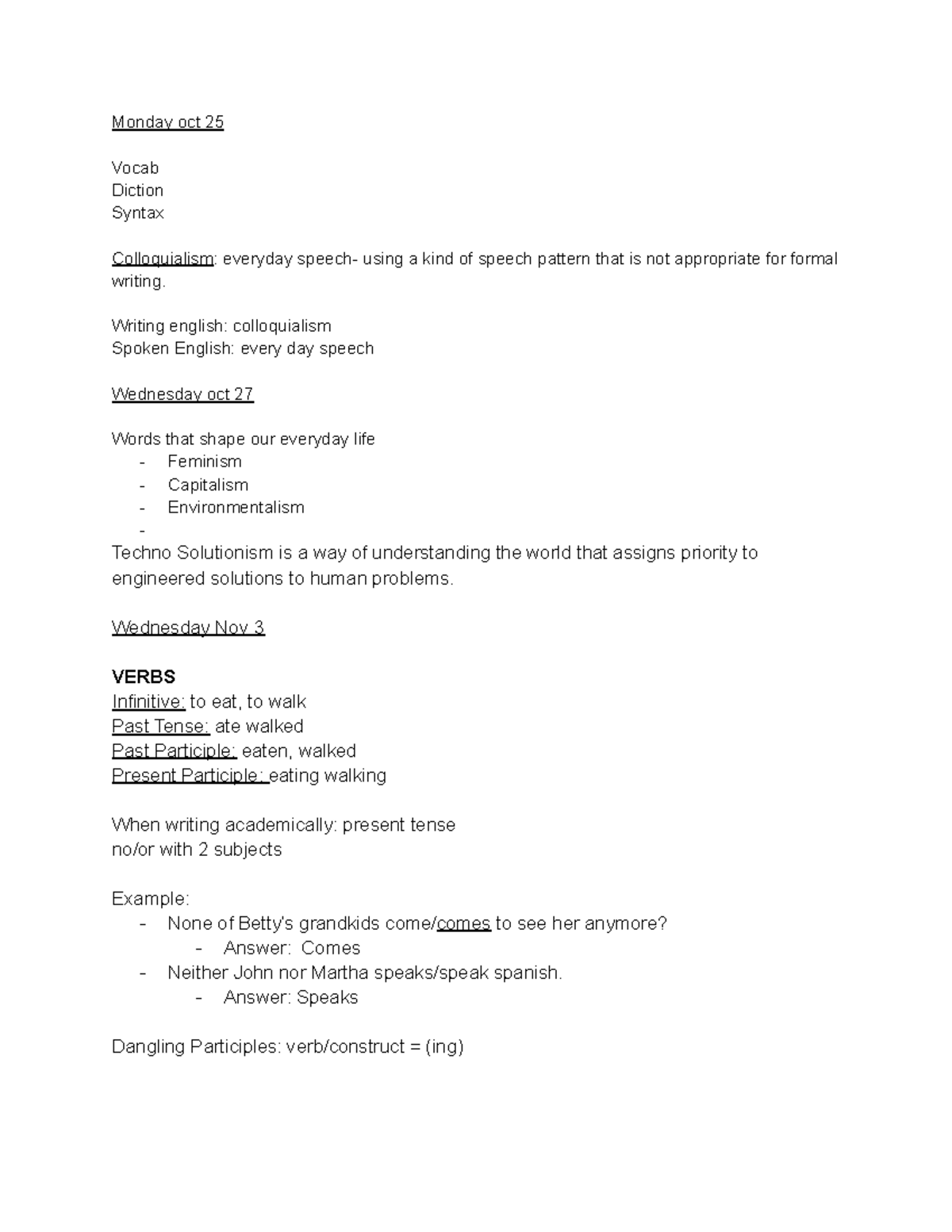 En190 - Intro to English : Lecture notes oct-nov - Monday oct 25 Vocab ...