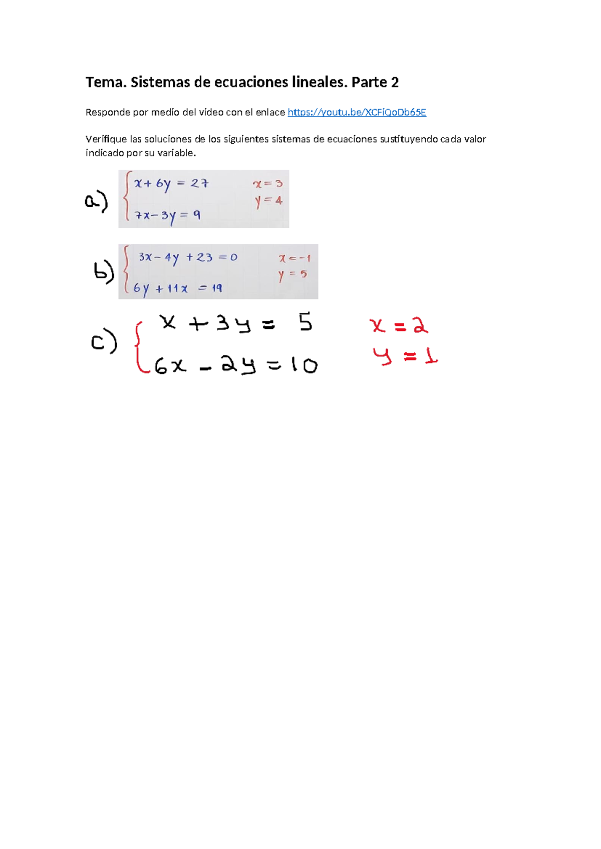 Tarea 2. Algebra Lineal. PDF - Algebra y Geometria - Tema. Sistemas de ecuaciones lineales ...