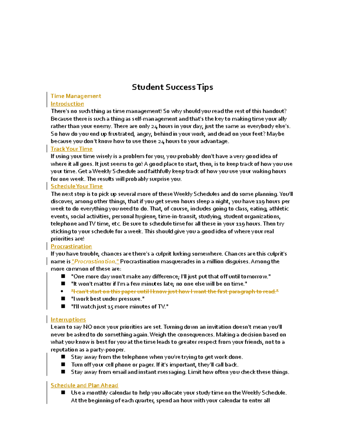 Zarkaliz - n/a - Student Success Tips Time Management Introduction ...