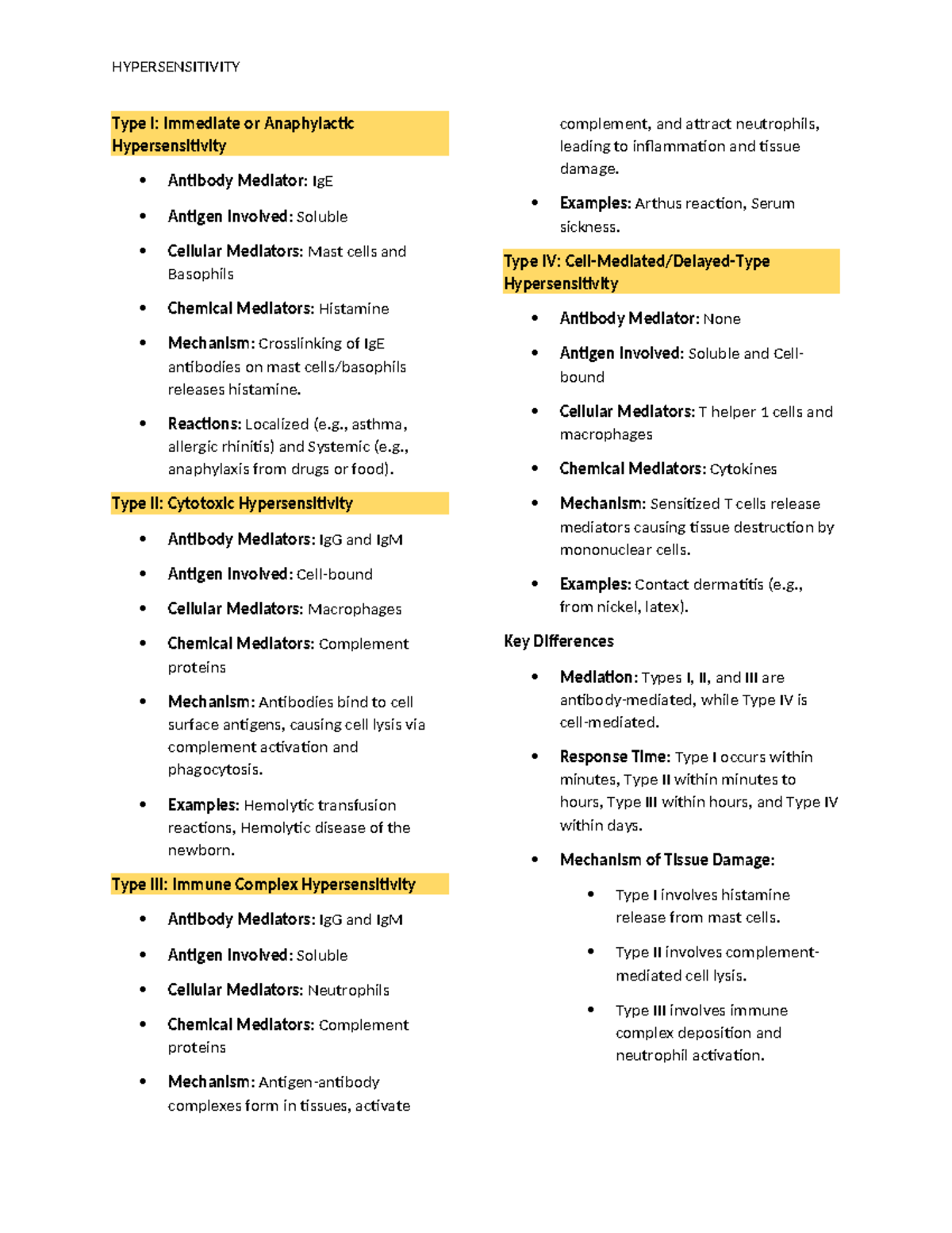 HYPERSENSITIVITY - HYPERSENSITIVITY Type I: Immediate or Anaphylactic ...