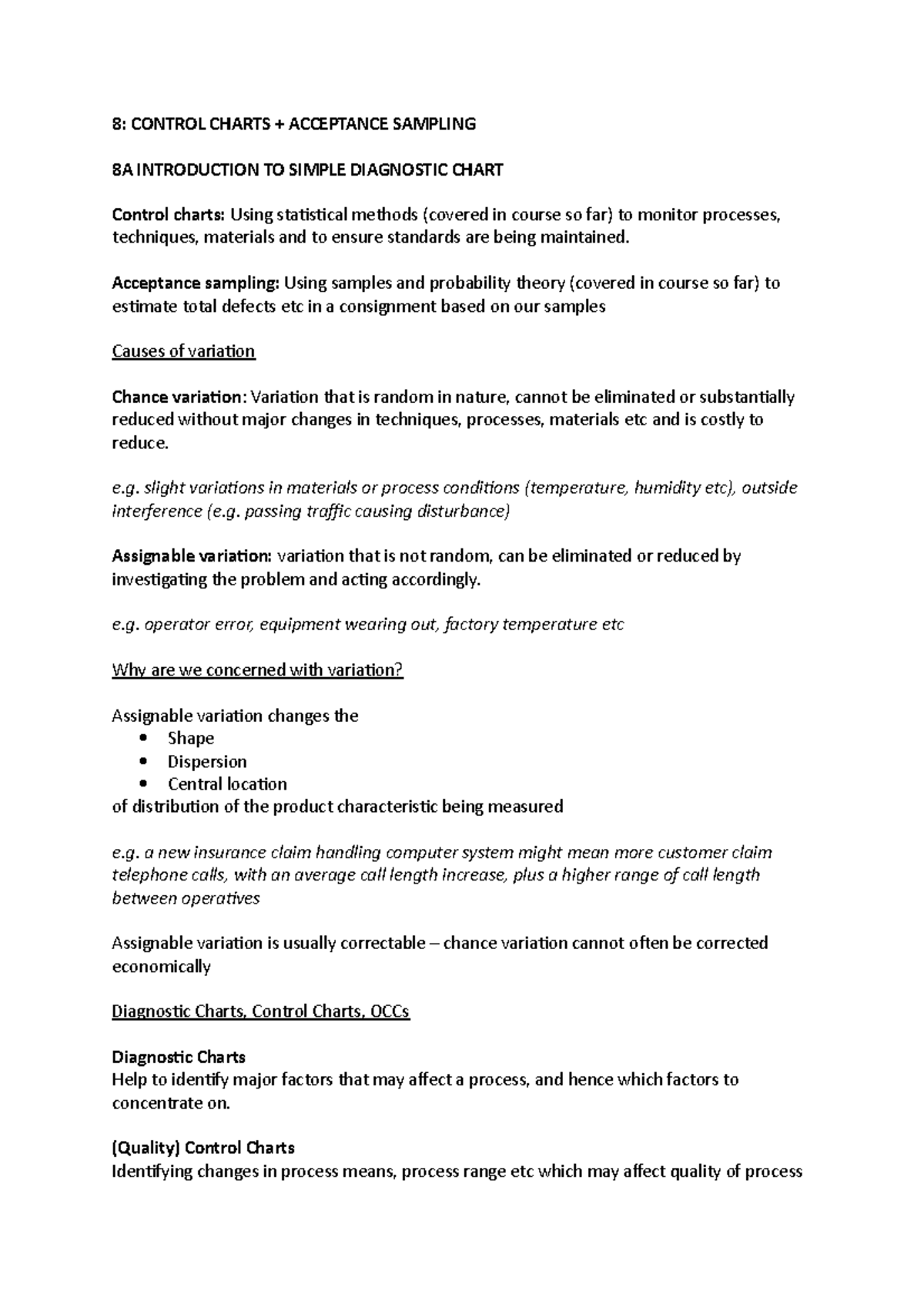 8 - Control charts + Acceptance sampling - 8: CONTROL CHARTS ...