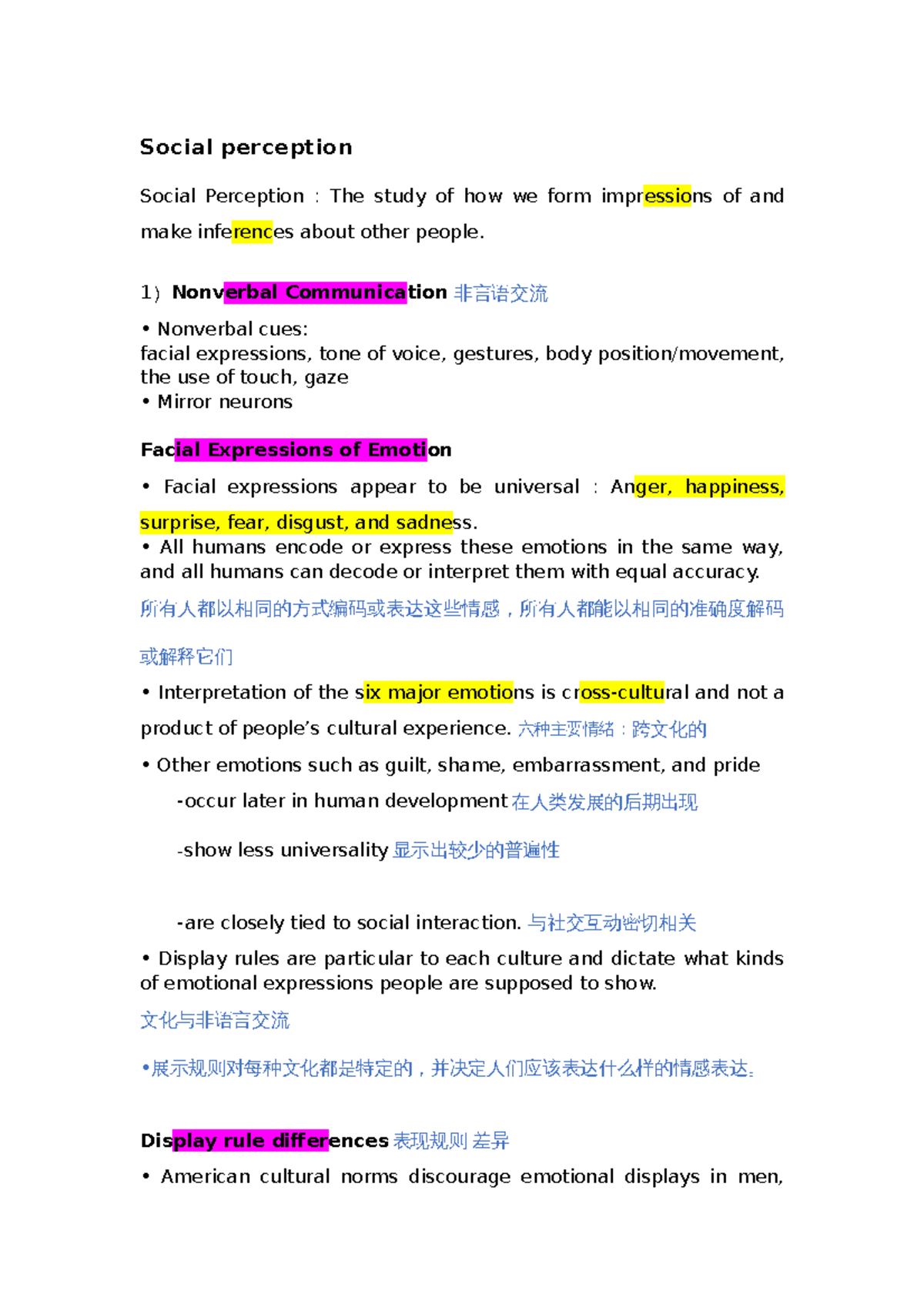 Social 2001 - Lecture notes all lectures - Social perception Social ...