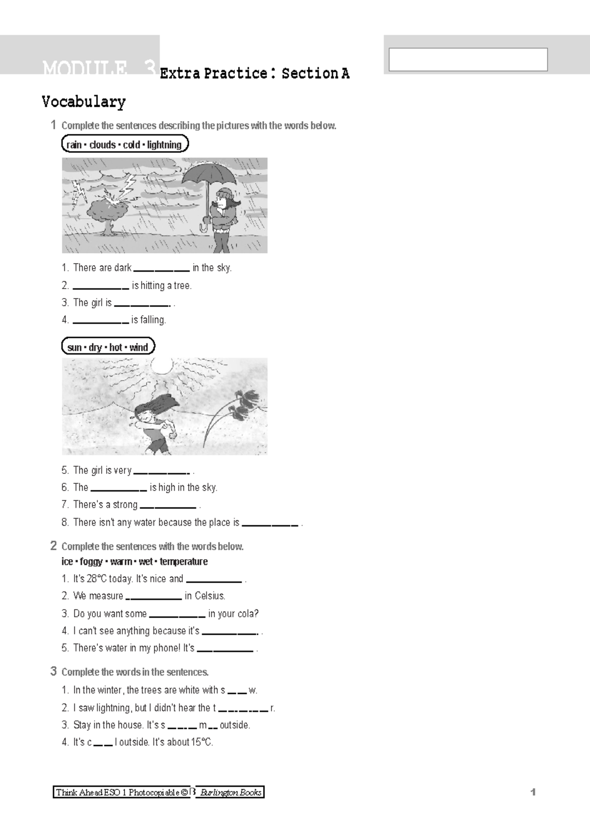 01thinkahead 1 extrapractice module 3a - Name: Vocabulary 1 Complete ...