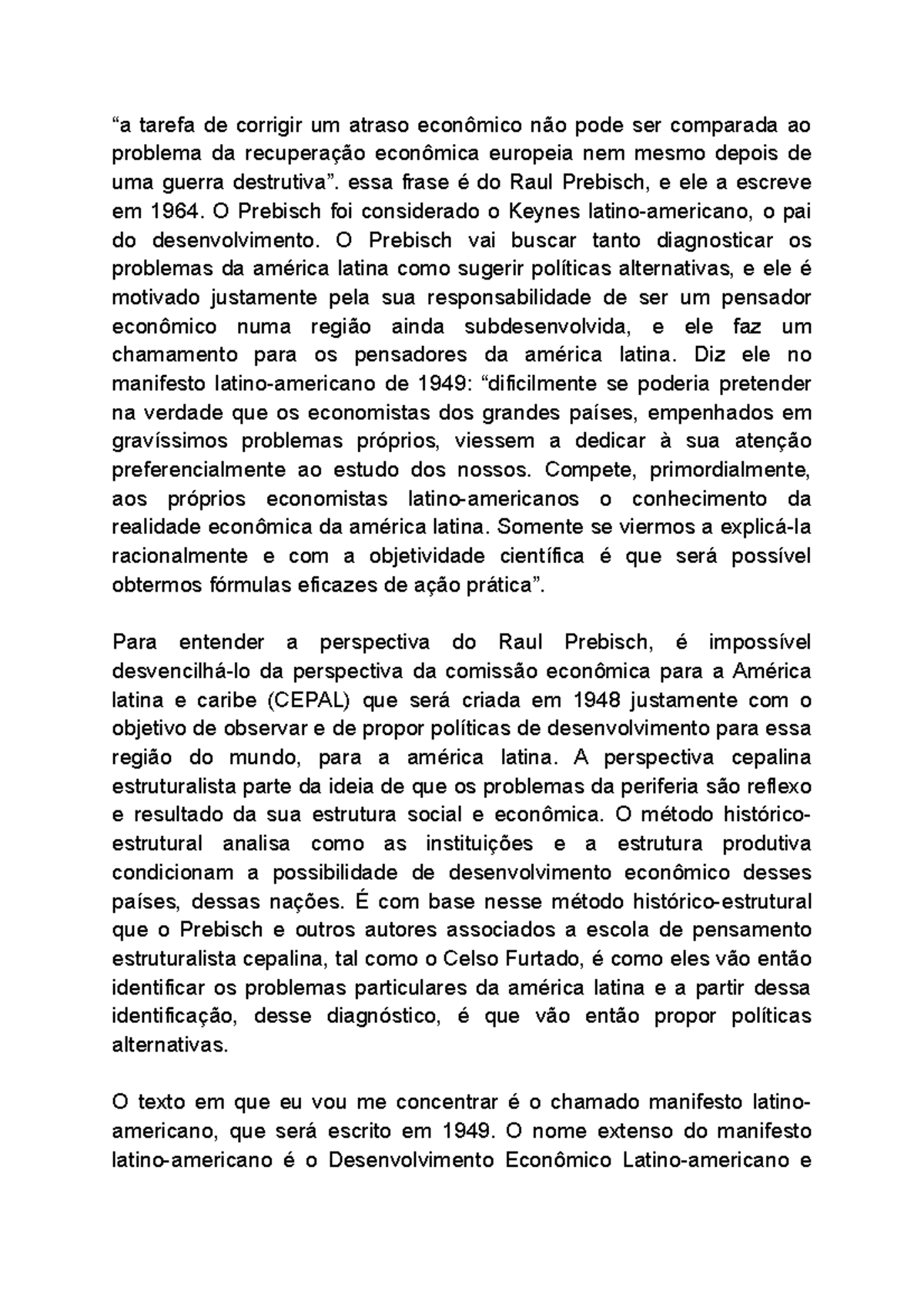 Raul Prebisch - O Desenvolvimento Econômico da América Latina e seus ...