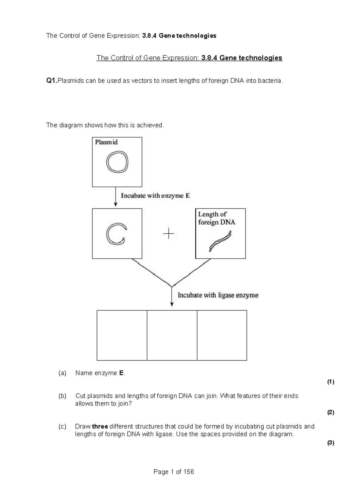 Unit 8.4 Gene Technologies - The Control of Gene Expression: 3.8 Gene ...