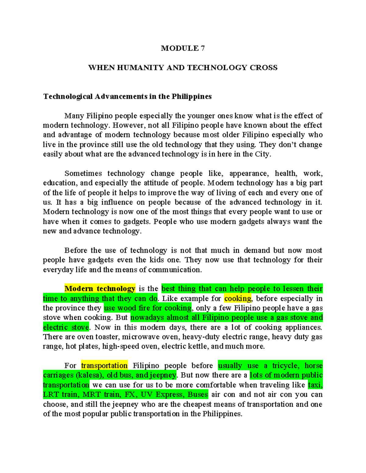 Module 7 STS - STS Subject - MODULE 7 WHEN HUMANITY AND TECHNOLOGY ...