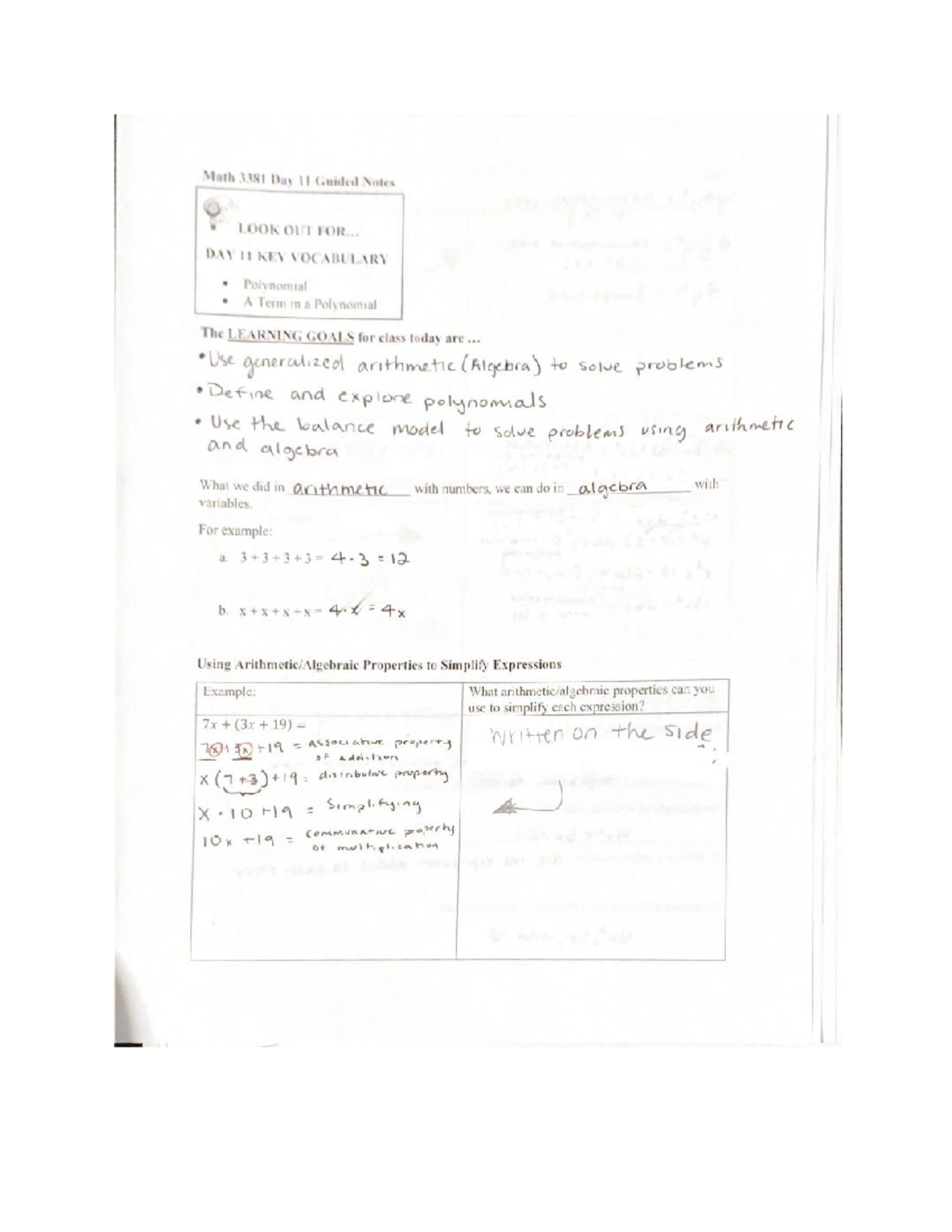 Math 3381 Day 11 Guided Notes - MATH 3381 - Studocu