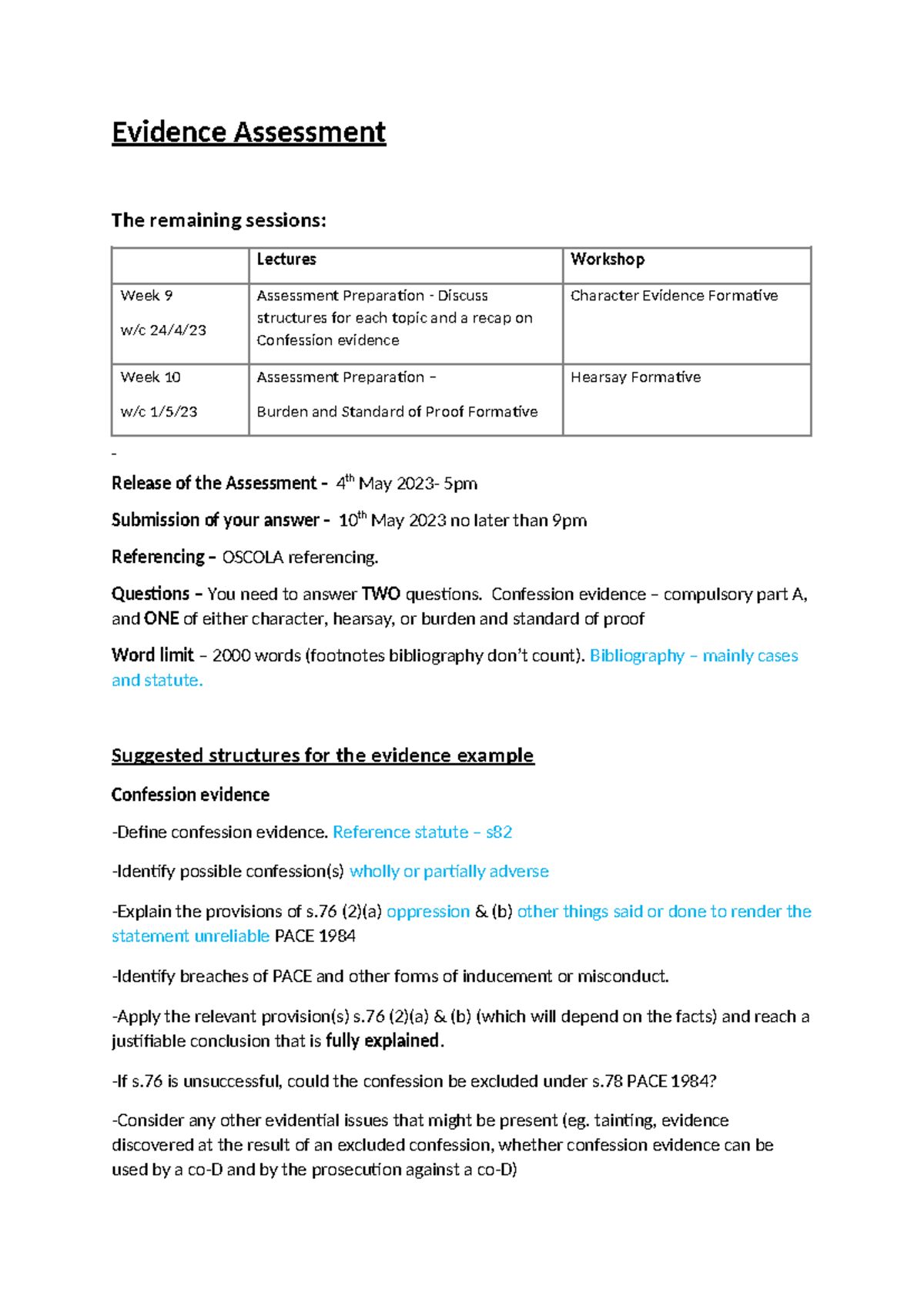 Evidence Assessment Lecture - Evidence Assessment The remaining ...
