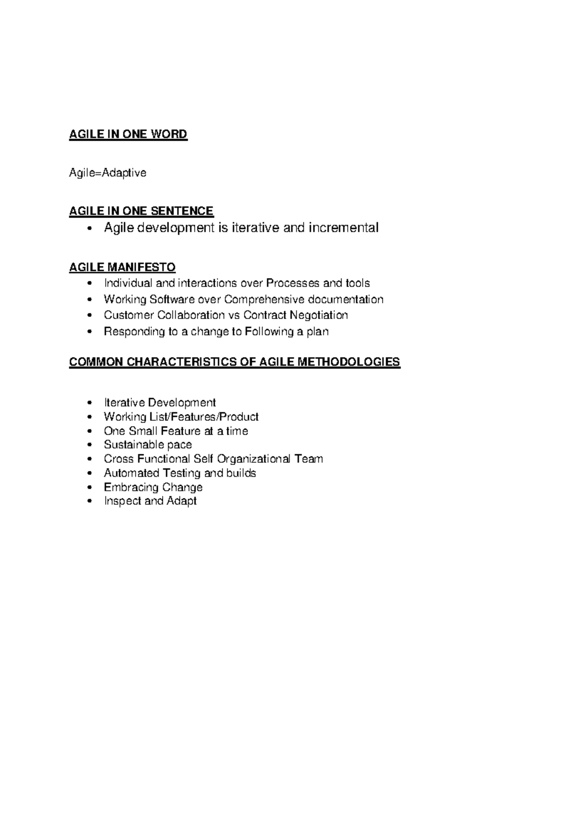196457653 PMI ACP Notes - AGILE IN ONE WORD Agile=Adaptive AGILE IN ONE ...