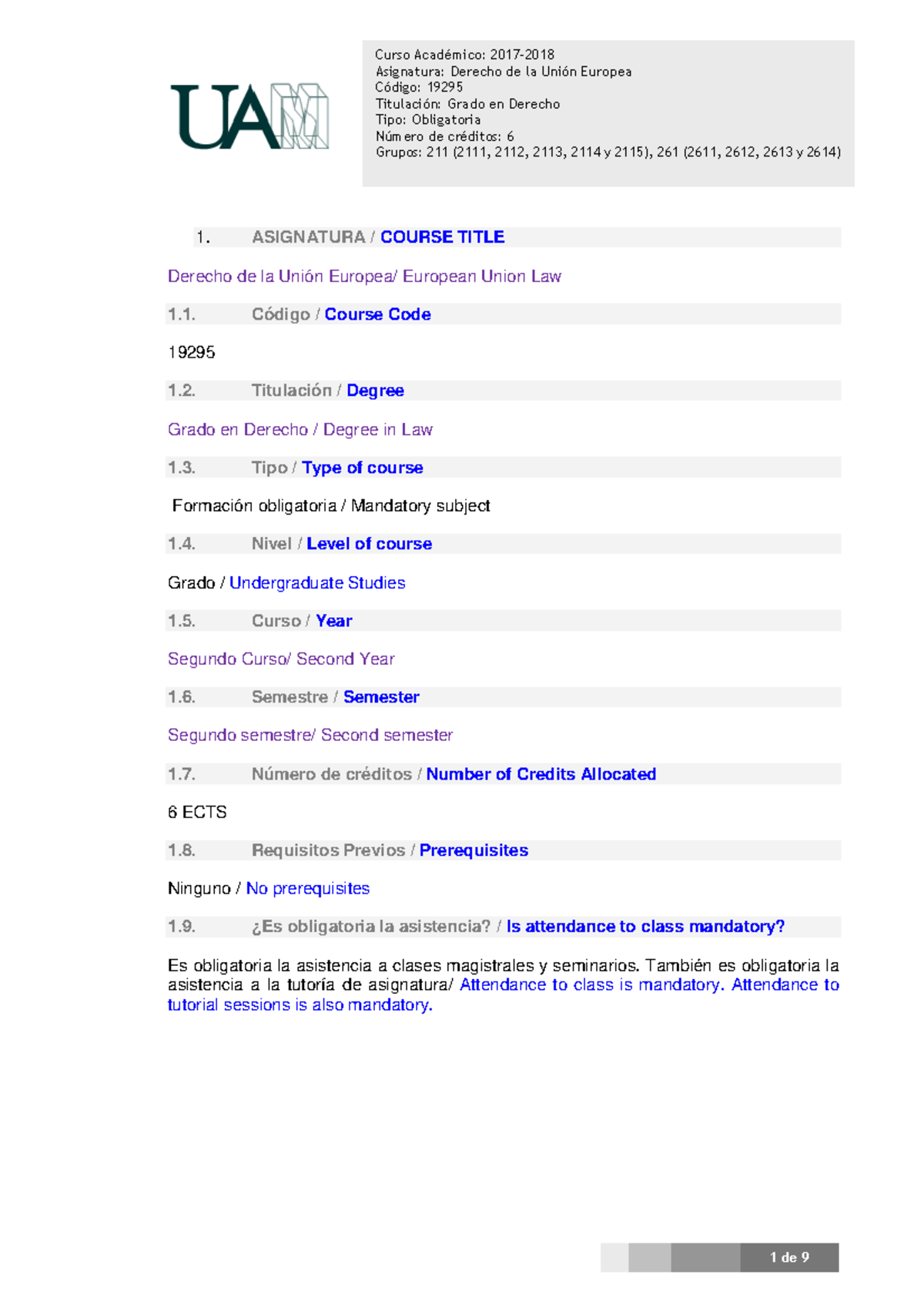 017 Derecho DE LA Unión Europea (002) - Asignatura: Derecho de la Unión ...