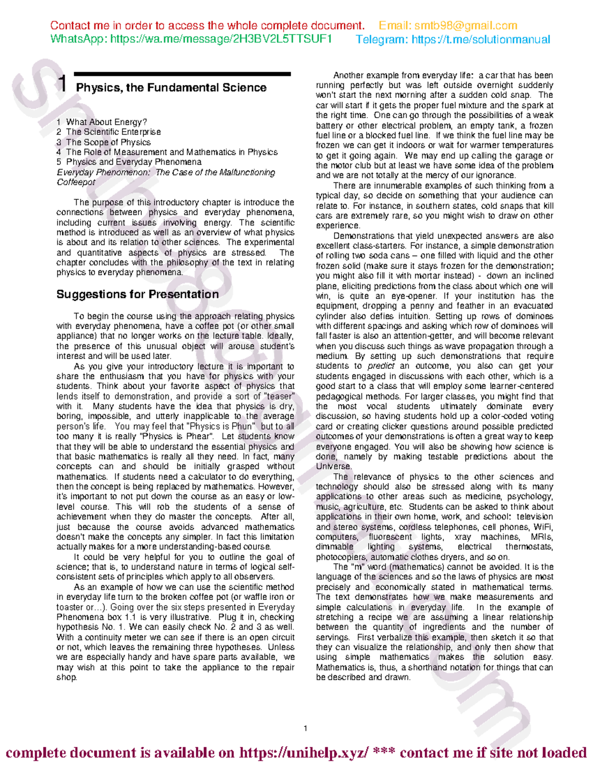 Instructor's Manual for Physics of Everyday Phenomena 8th Edition by ...