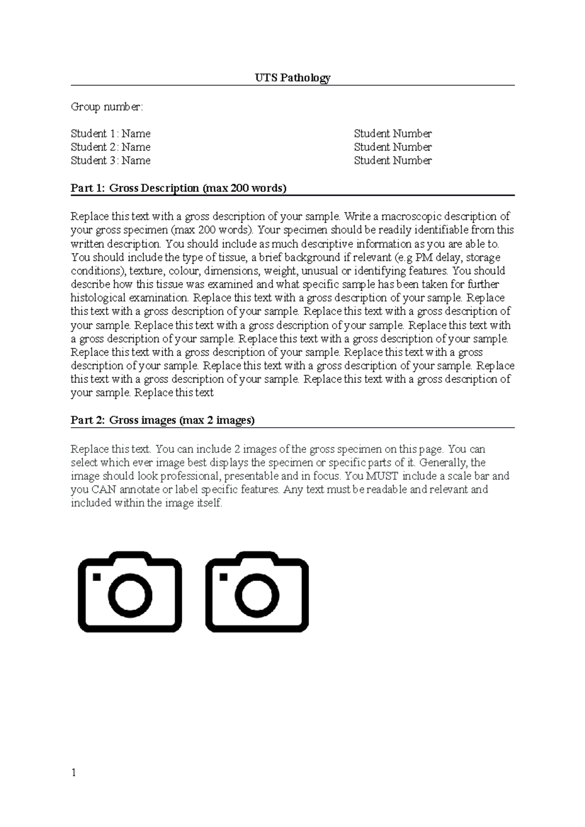 Remote Histology report template - UTS Pathology Group number: Student ...