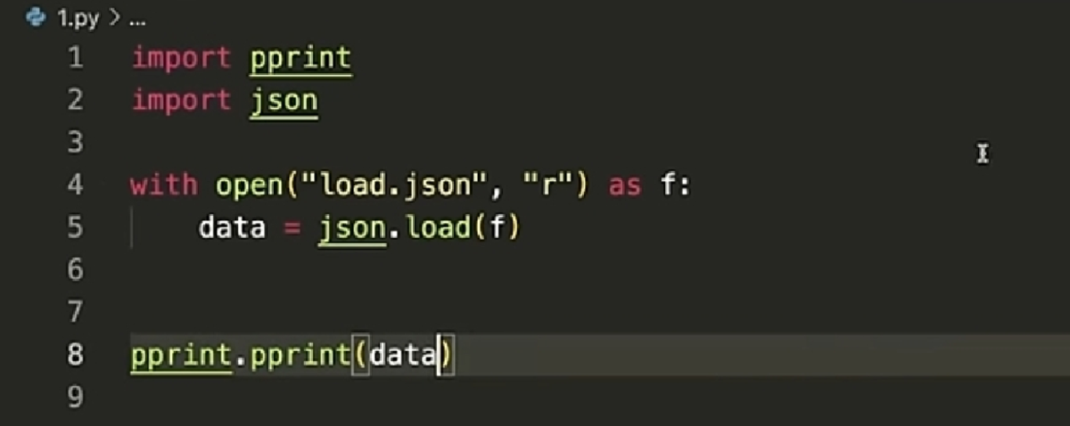 10 Python functions - 1 1 import pprint 2 import json 3 I 4 with open as f: 5 data json(f) 6 7 8 ...