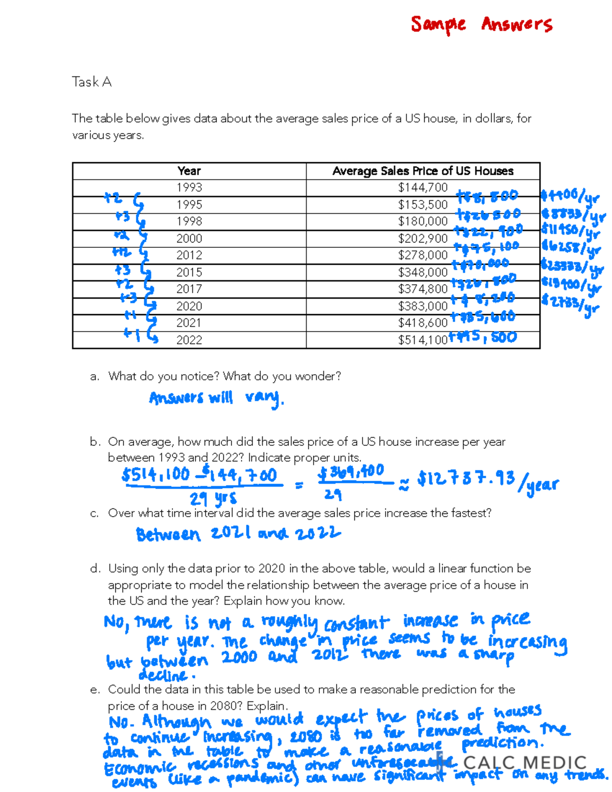Unit 3 Review Answer Key - AP Precalculus - Calc Medic - Task A The ...
