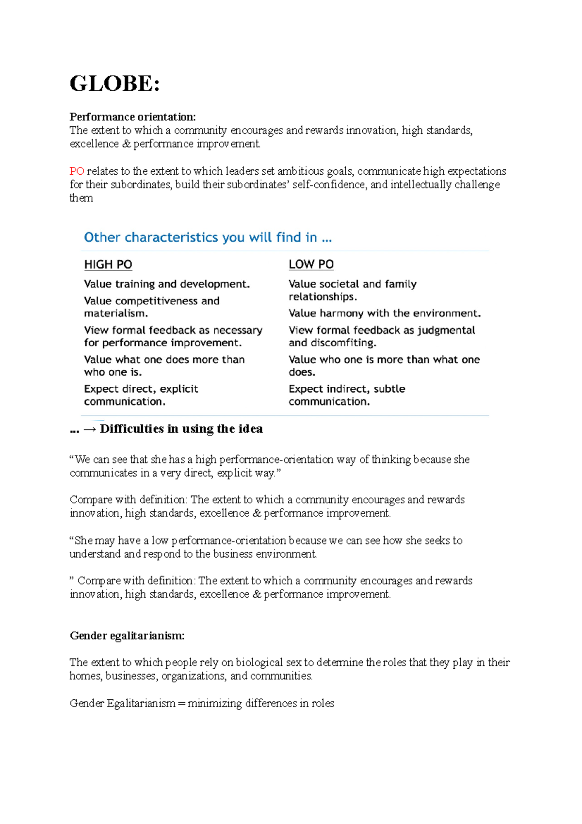 Globe - GLOBE: Performance orientation: The extent to which a community ...